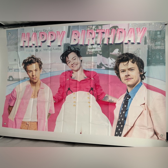 Party Supplies | Harry Singer Styles Happy Birthday Backdrop Banner ...